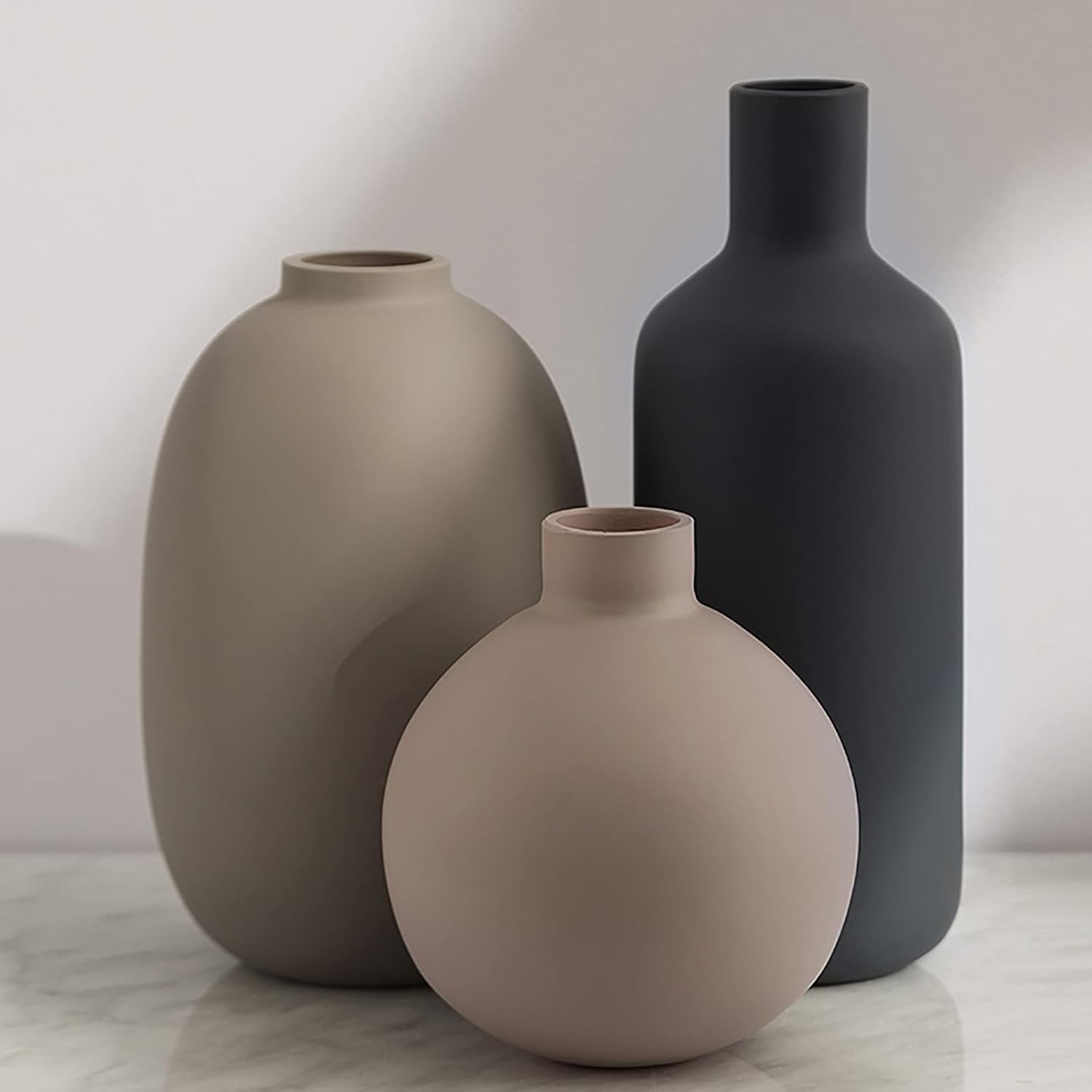 Ceramic Modern Farmhouse Vase, Neutral Small for Table, Living Room, S ...